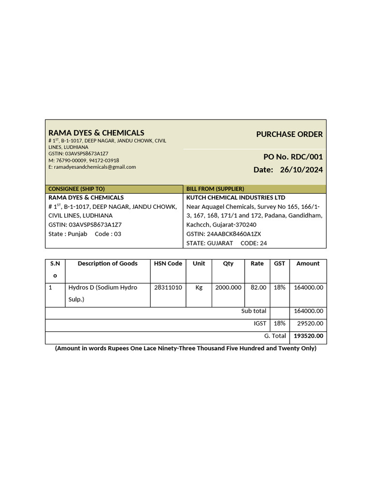 Purchase Order Template 03 TemplateLab | PDF