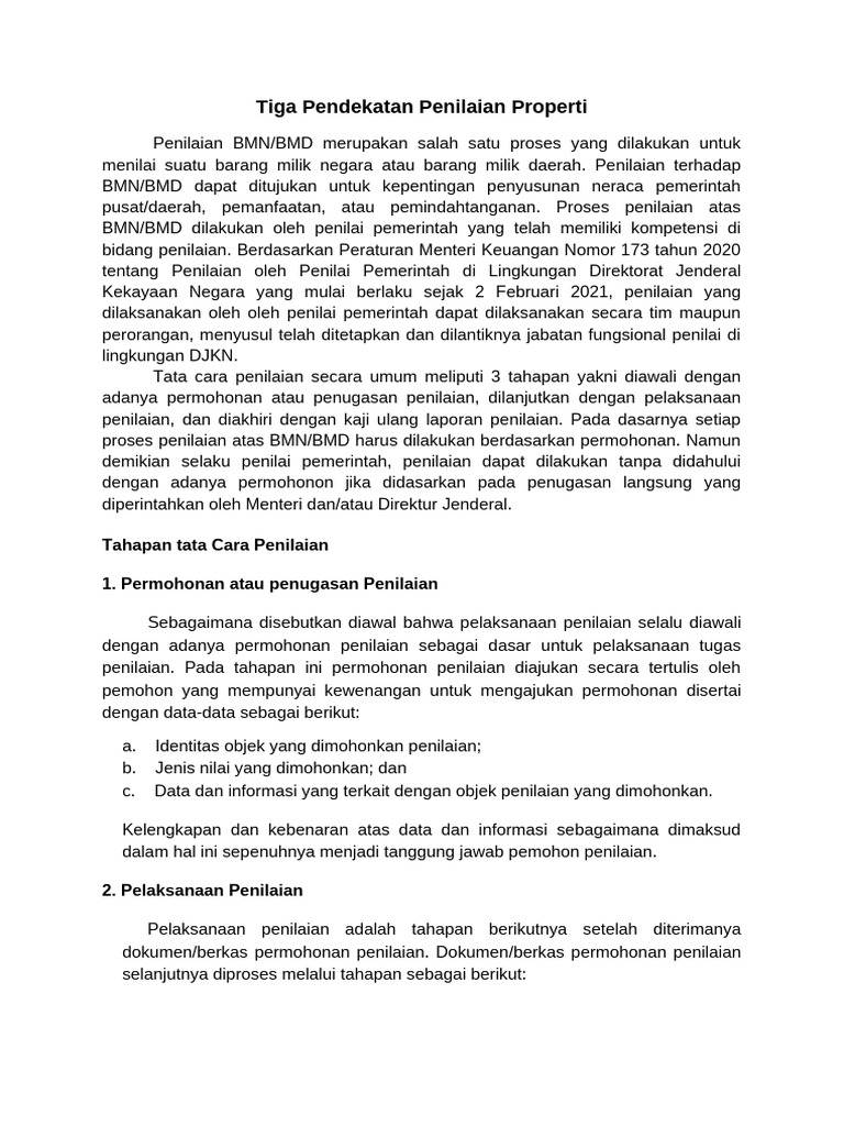 Pendekatan Penilaian BMN/BMD | PDF
