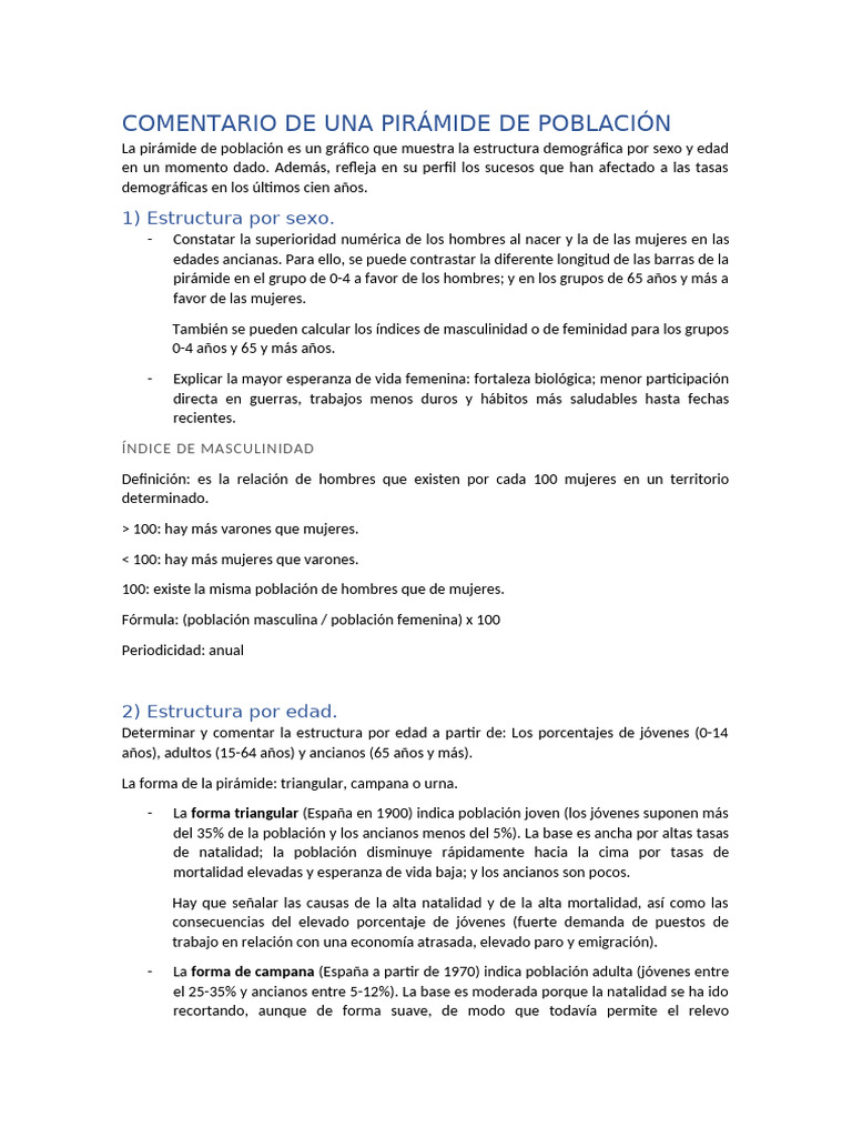 Comentario Pirámide de Población | PDF | Mujer | Género