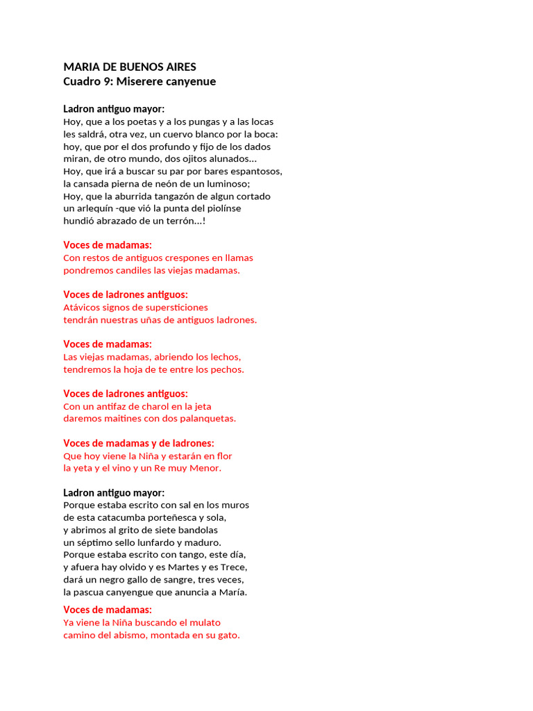 MARIA DE BUENOS AIRES - Text Nr. 9 Miserere Canyengue | PDF | Libros ...