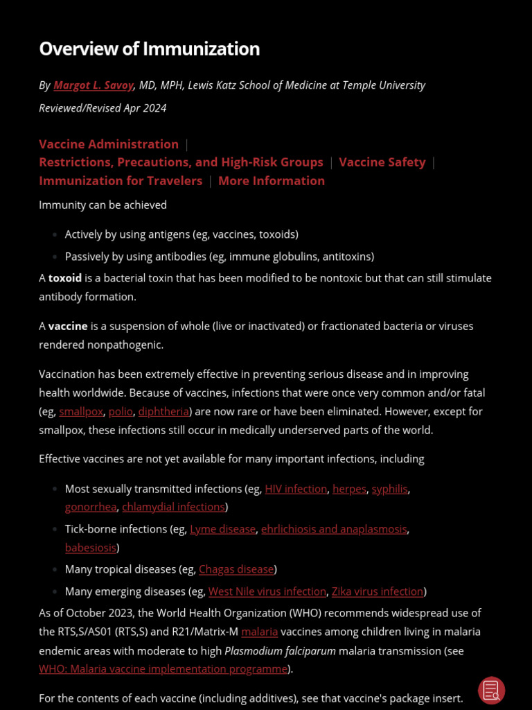 Overview of Immunization | PDF | Vaccines | Vaccination