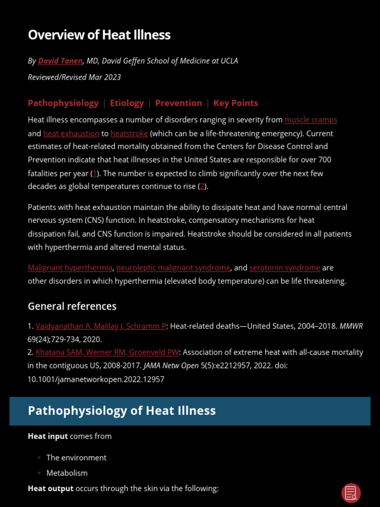 Overview of Heat Illness | PDF | Hyperthermia | Dehydration