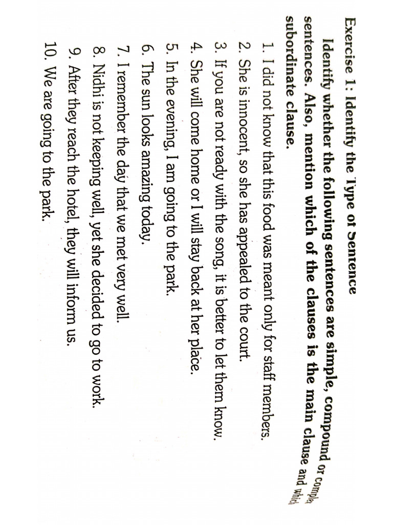 Identity The Type of Sentence | PDF