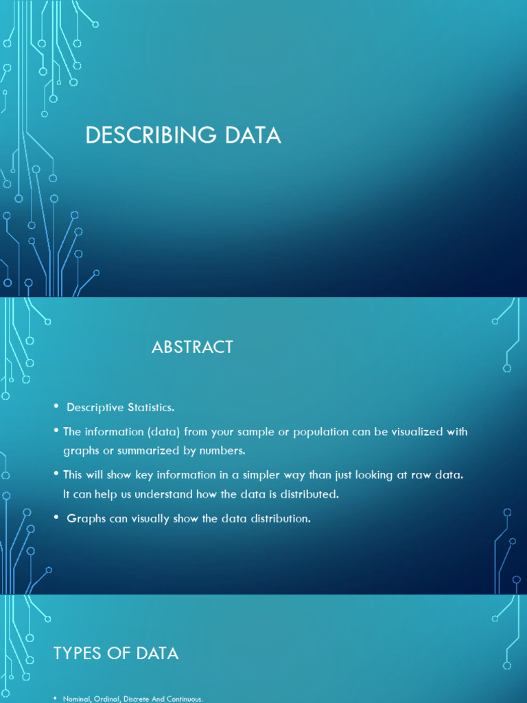 Describing Data | PDF | Mean | Normal Distribution