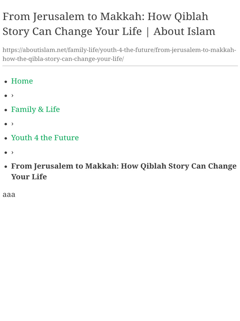 From Jerusalem To Makkah How Qiblah Story Can Cha | PDF | Mecca | Muhammad