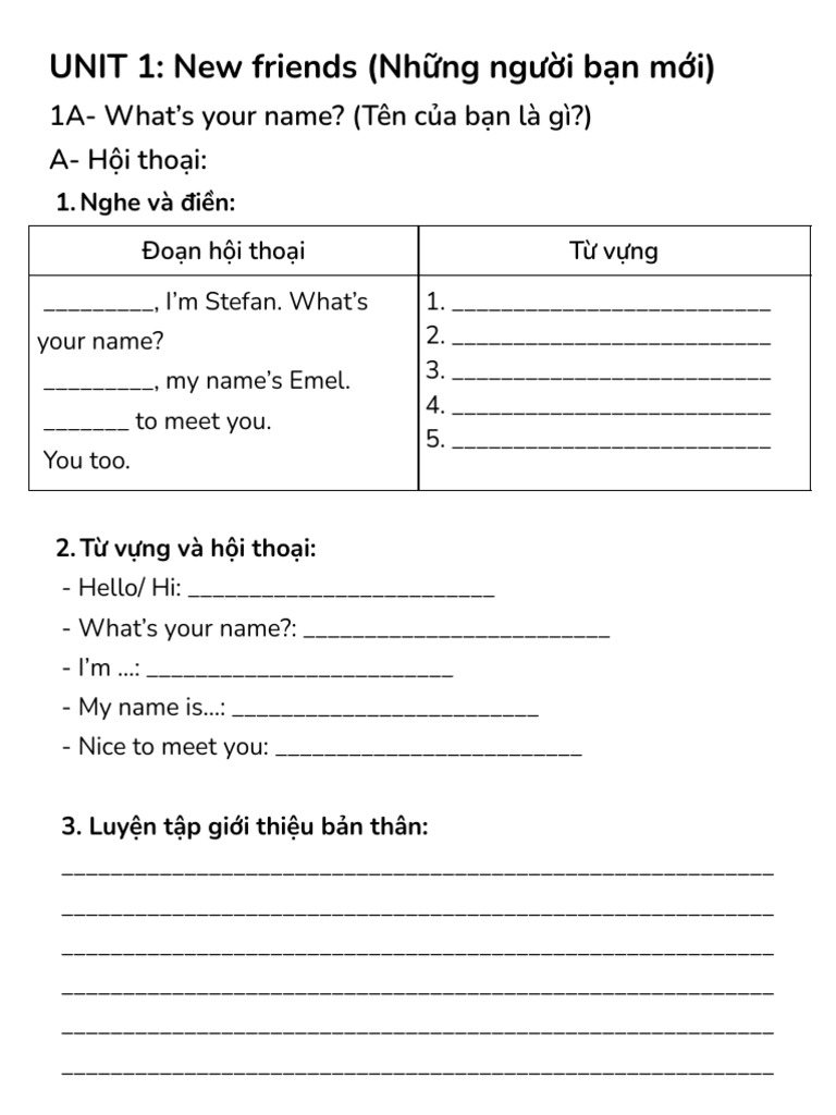 F2F - UNIT 1 - Handout | PDF