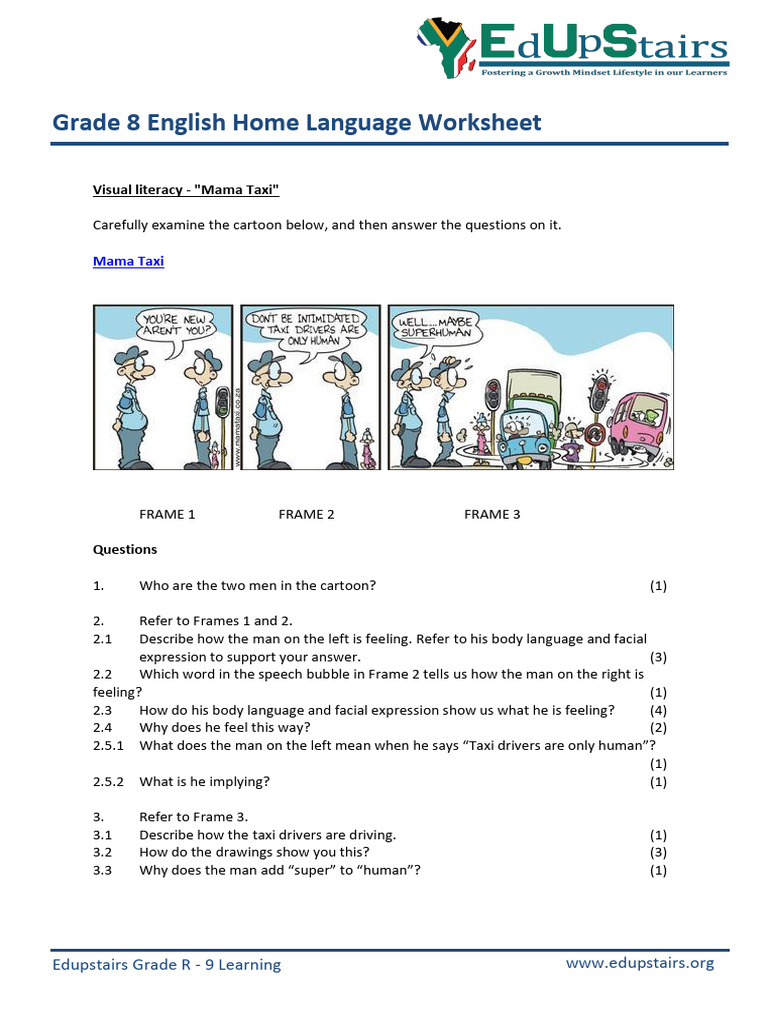 Grade 8 Visual Literacy: Mama Taxi Analysis | PDF | Body Language ...