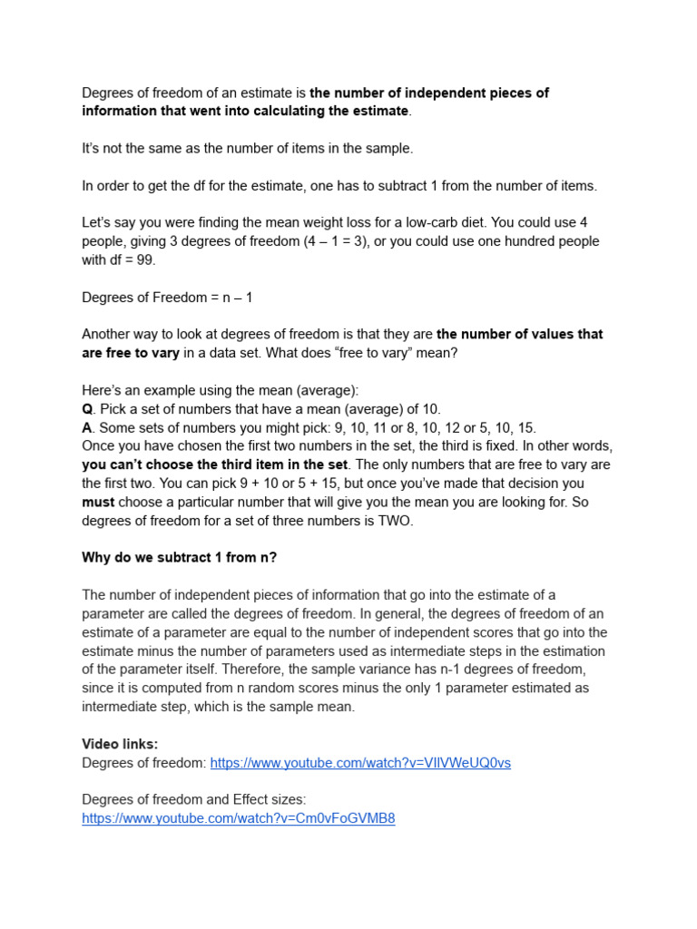 Degrees of Freedom | PDF