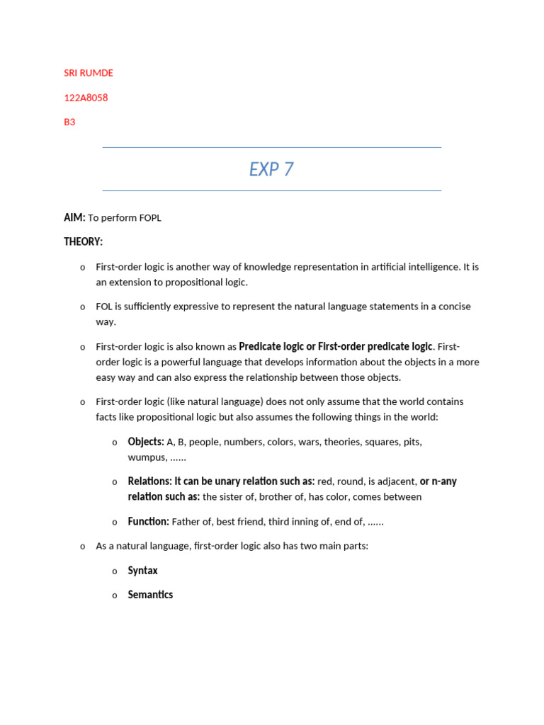 Ai Exp7 | PDF | Language Arts & Discipline