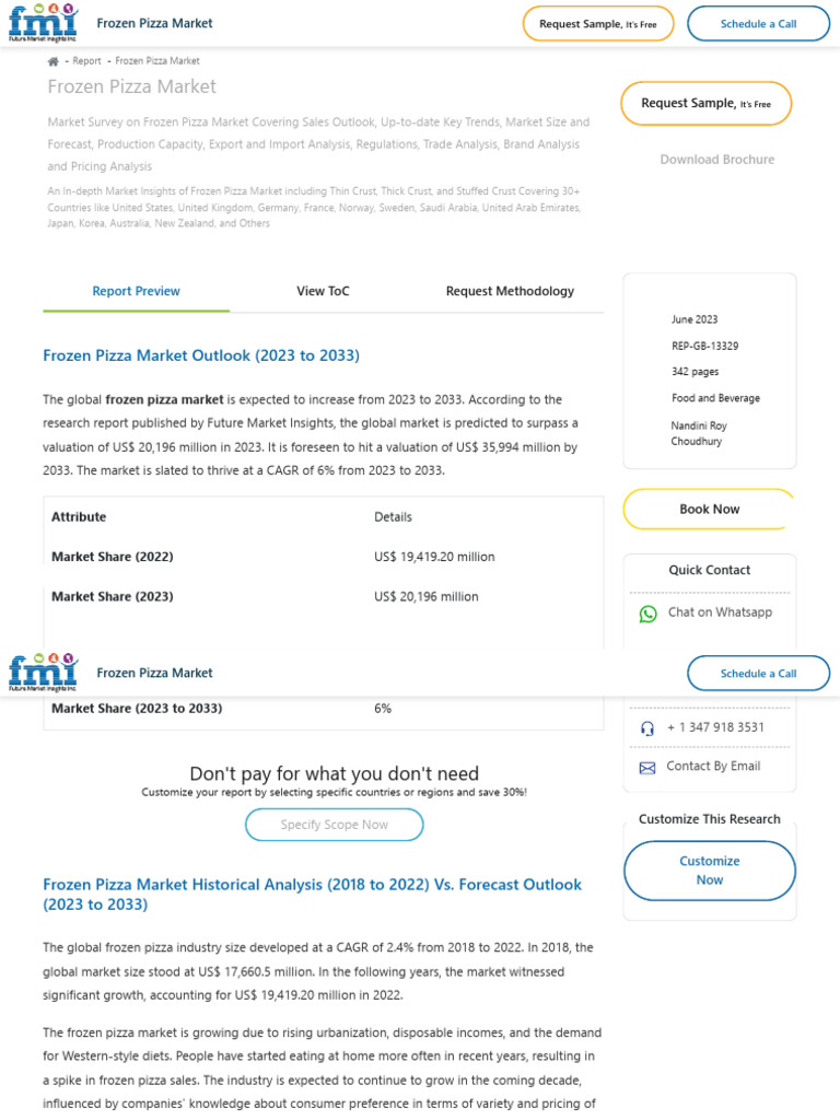Frozen Pizza Market Share, Outlook & Forecast by 2033 - FMI | PDF | Online Shopping | Retail