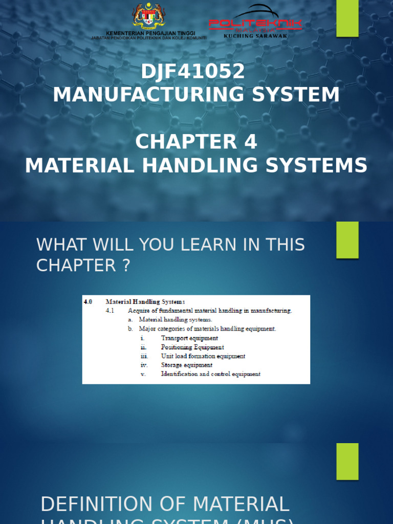 DJF41052 - Chapter 4 Material Handling System | PDF | Crane (Machine) | Transport