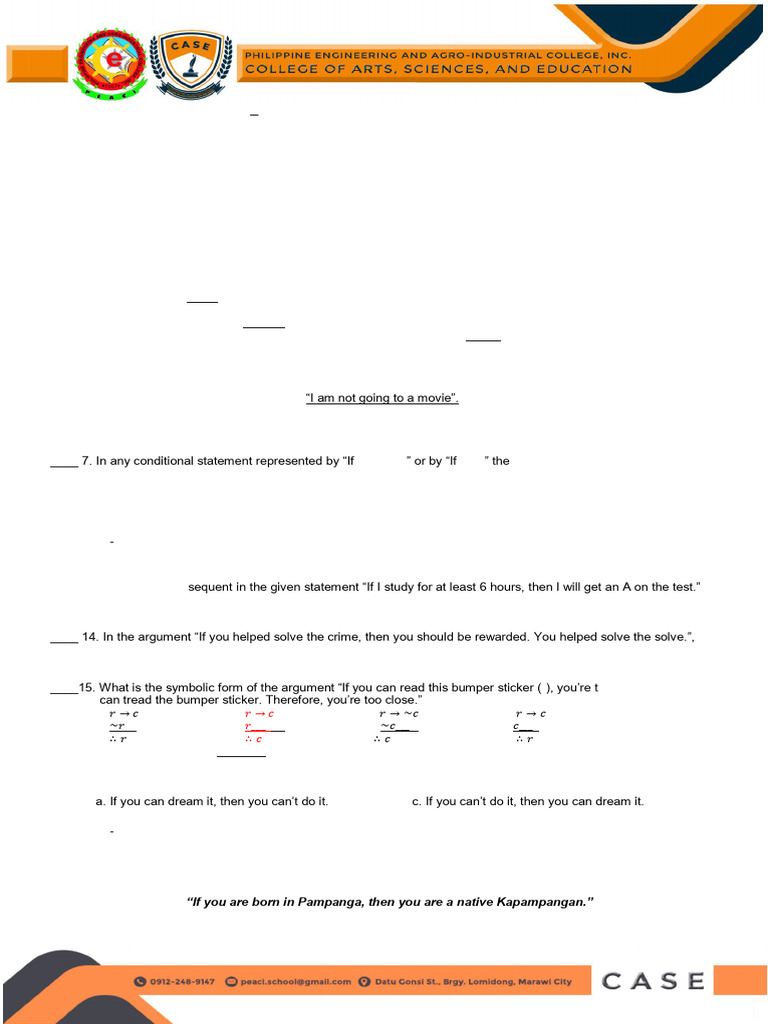 Gec-113-Midterm-Exam | PDF | Argument | Logical Consequence