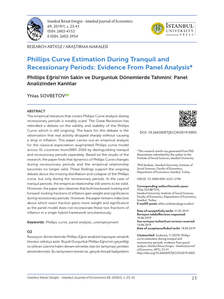 Sovbetov (2019) IJE Panel Phillips Curve | PDF | Phillips Curve | Macroeconomics