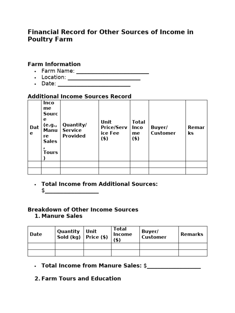 Poultry Farm Additional Income Record | PDF | Agriculture