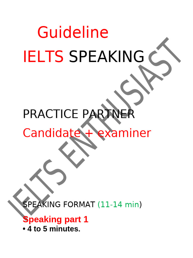 Ielts Speaking Guideline | PDF | Fluency | International English ...