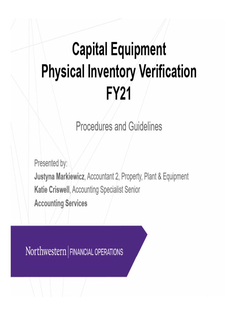 Capital Equipment Inventory Guidelines | PDF | Fixed Asset | Business ...