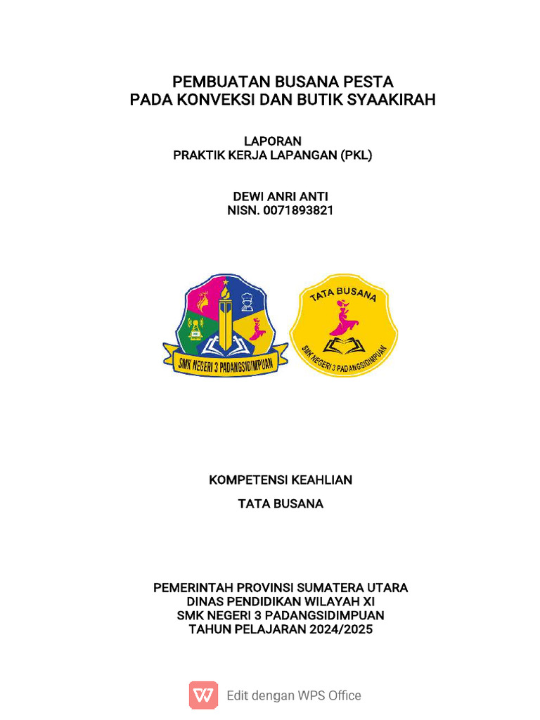 Laporan - PKL - Tata - Busana Dewi | PDF