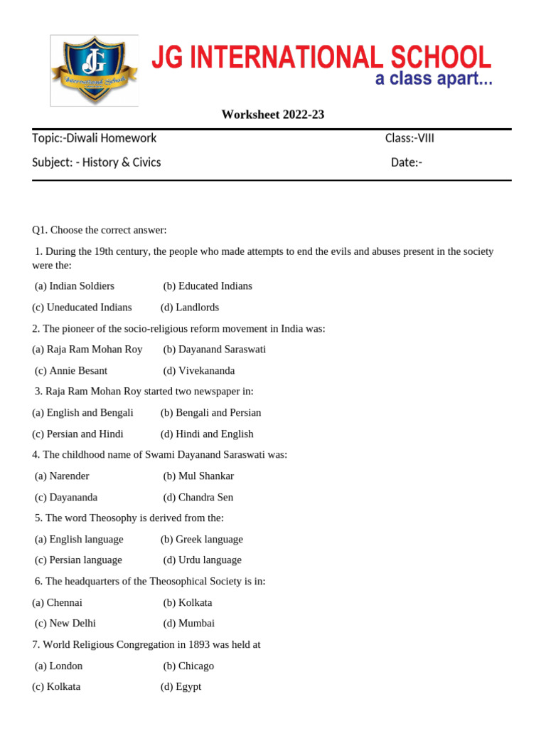 8 Diwali Homework 2022 2 | PDF | Theosophy | Swami Vivekananda