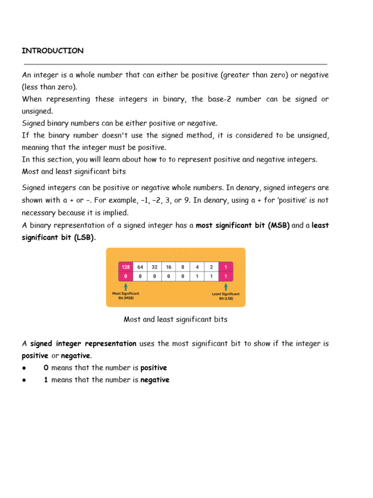 Positive and Negative Binary Numbers | PDF | Decimal | Mathematical Notation