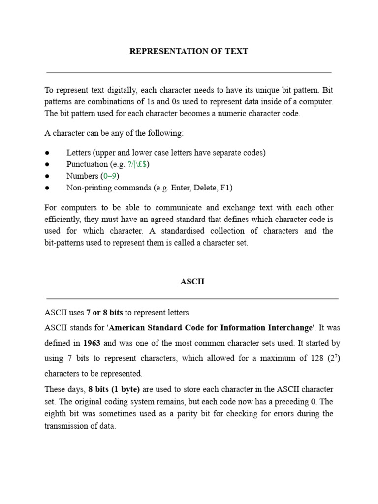REPRESENTATION OF TEXT | PDF | Character Encoding | Ascii