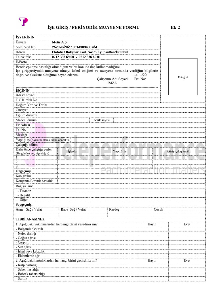 Sağlik Ek - 2 Formu | PDF