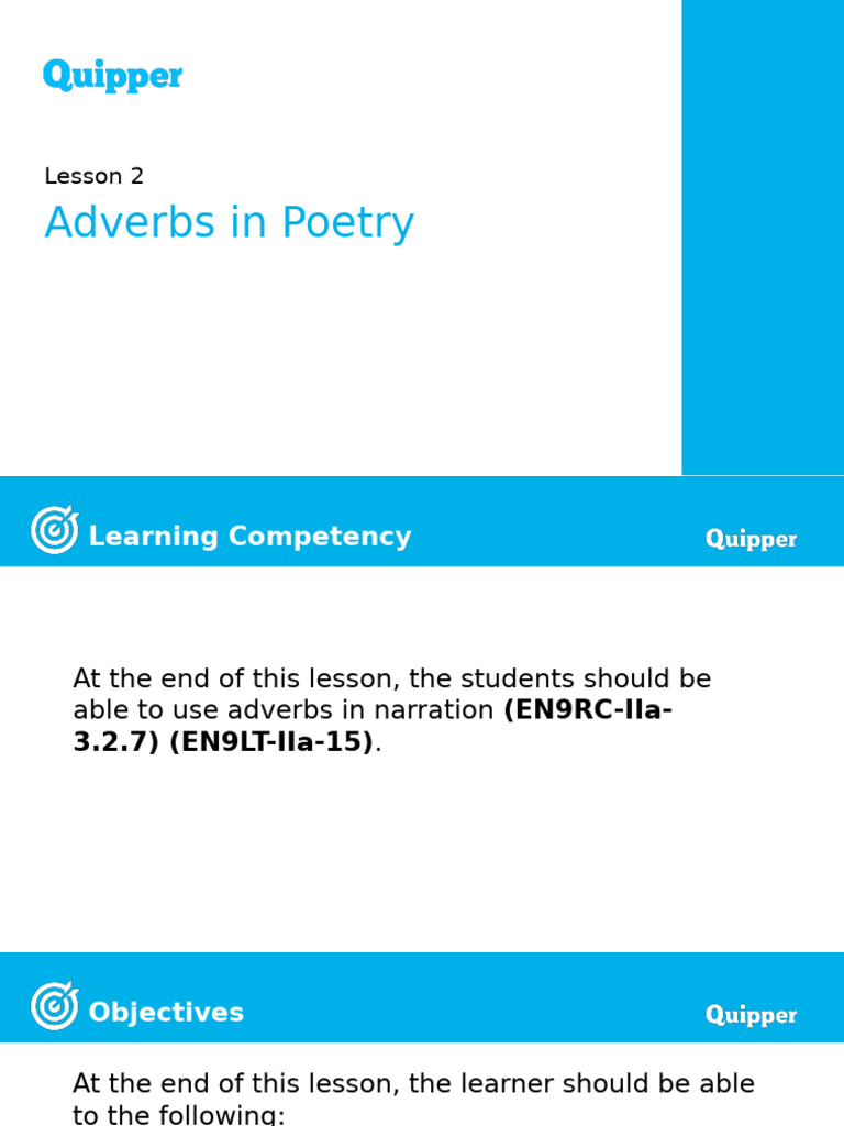 ME Eng 9 Q2 0602 - PS - Adverbs in Poetry - A | PDF | Adverb | Verb