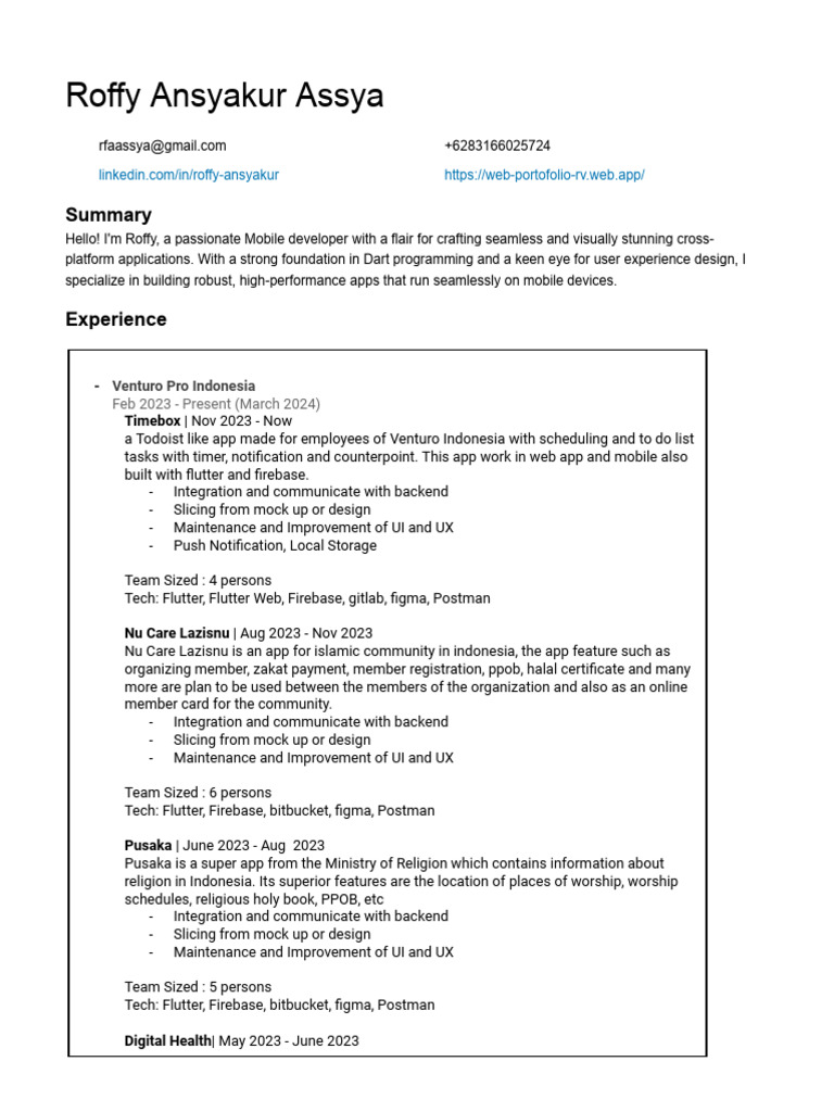 Resume Roffy 04 Mar 2024 | PDF | Mobile App | Information Technology
