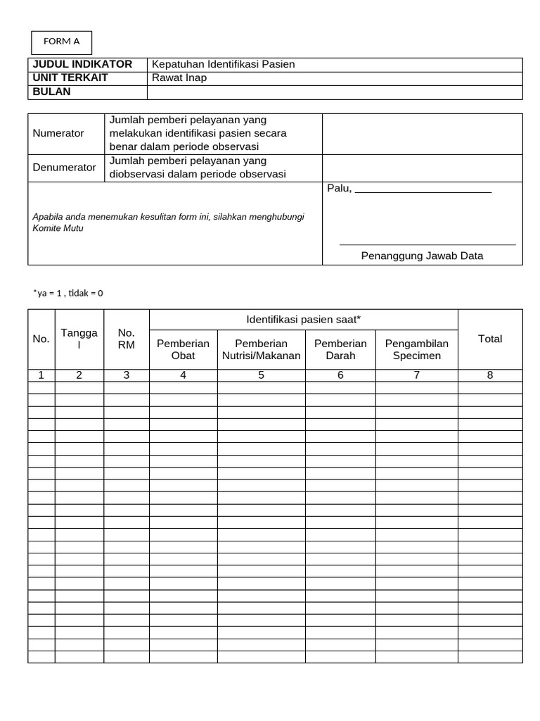 3 - Form Pengumpulan Data Indikator Mutu Nasional | PDF