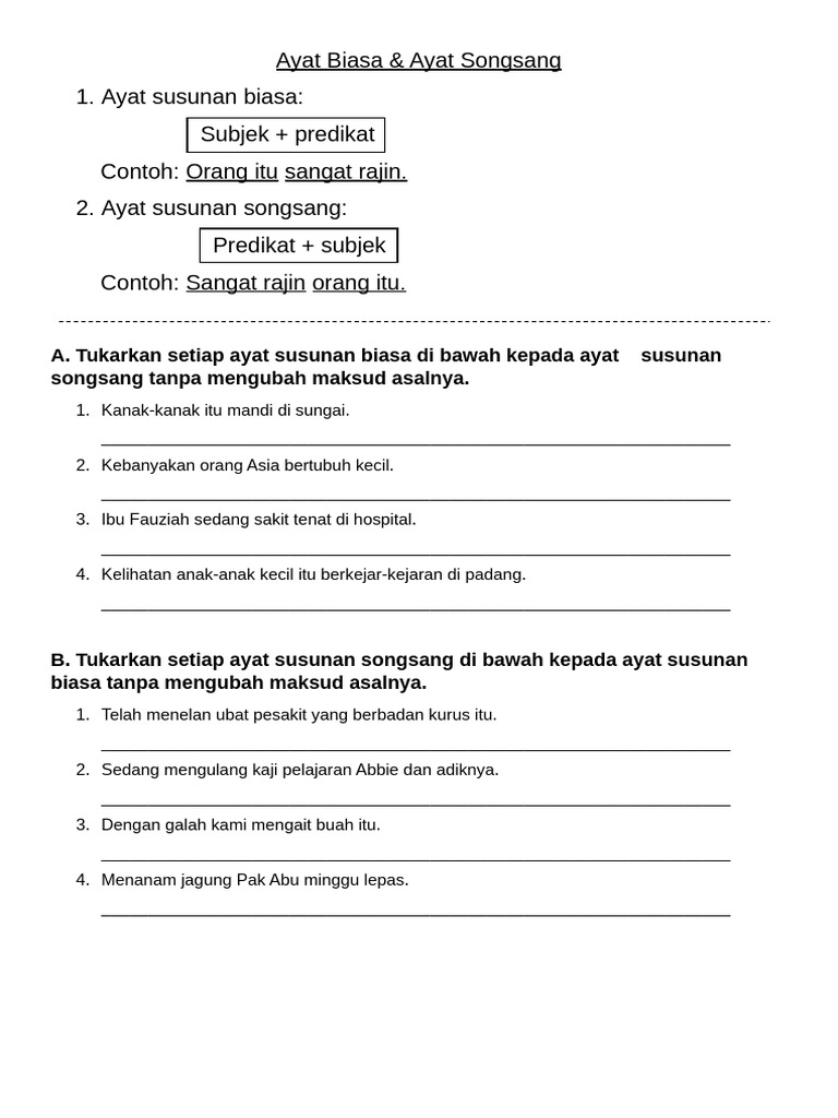 Ayat Biasa Dan Ayat Songsang | PDF