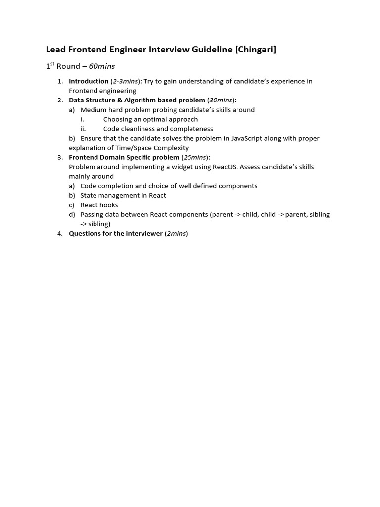 Lead Fe Interview Guideline | PDF