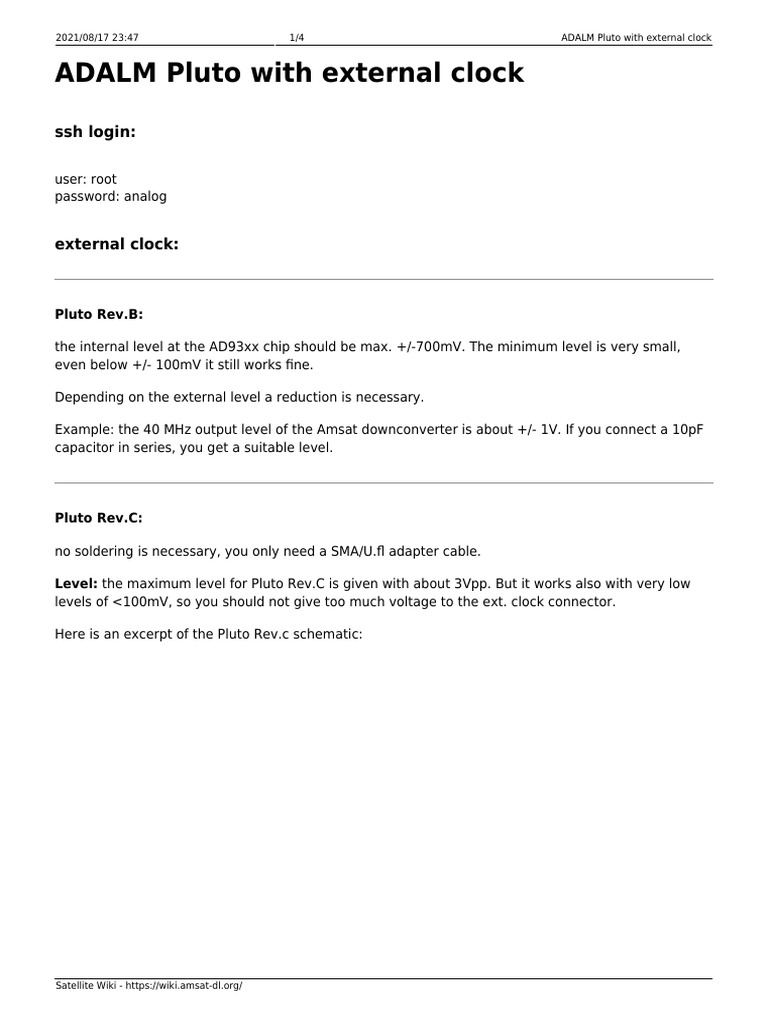 Adalm Pluto With External Clock | PDF | Electronics | Electrical Engineering
