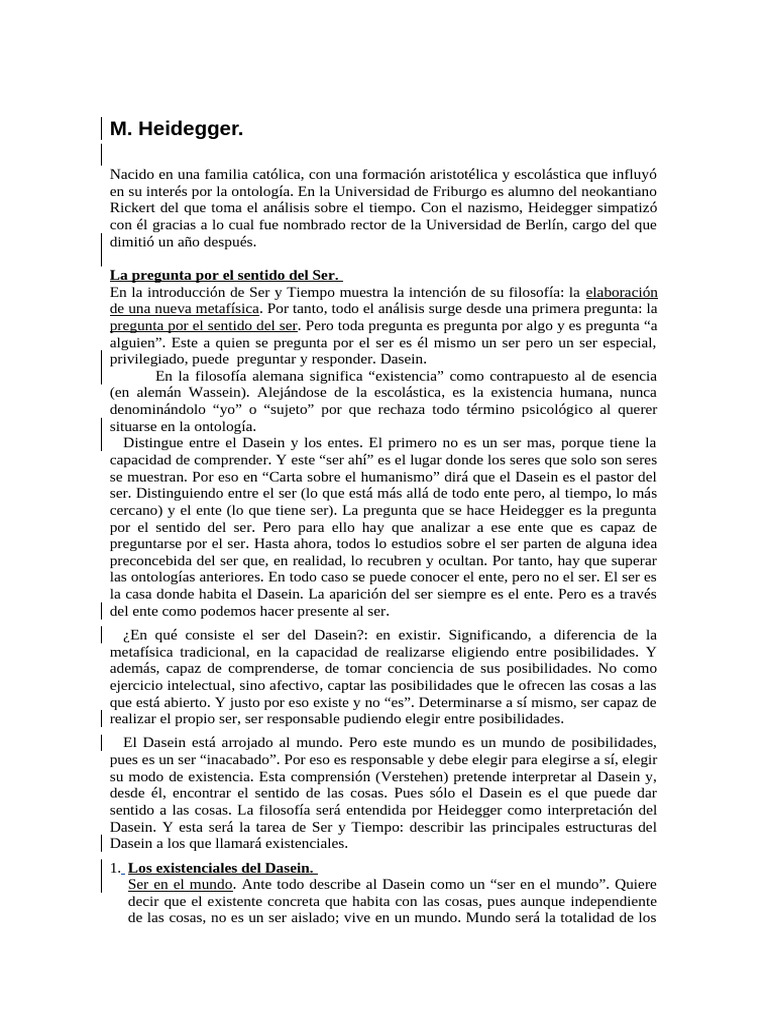 Ontología y Dasein en Heidegger | PDF | Existencia | Karl Popper