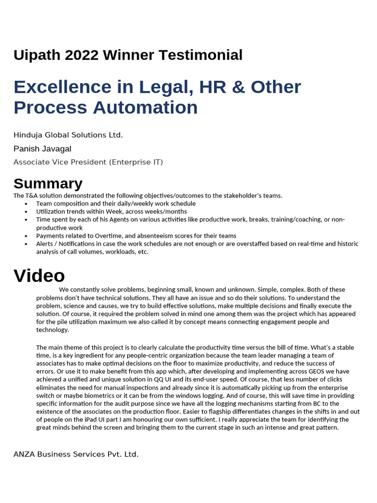 Winner Testimonial | PDF | Automation | Software As A Service