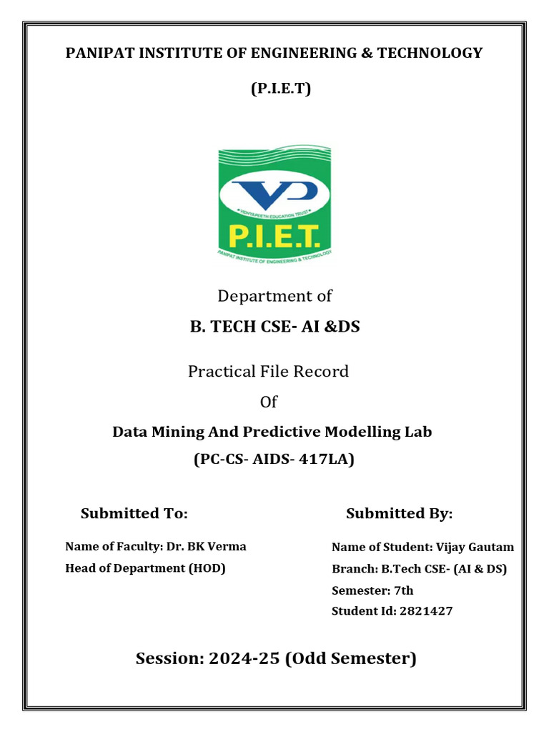 Vijay DMPM | PDF | Machine Learning | Information Technology Management