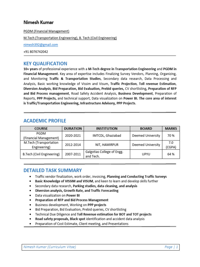 Nimesh Kumar CV | PDF