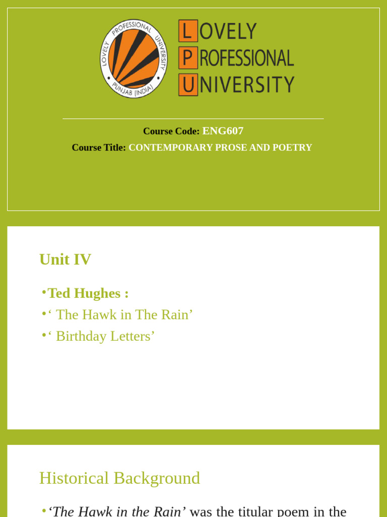 PPT10 Unit IV | PDF | Sylvia Plath | Poetry