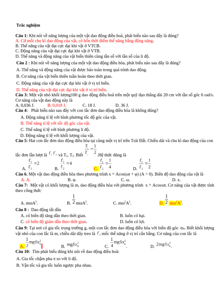 Ôn VL 11 Câcc | PDF