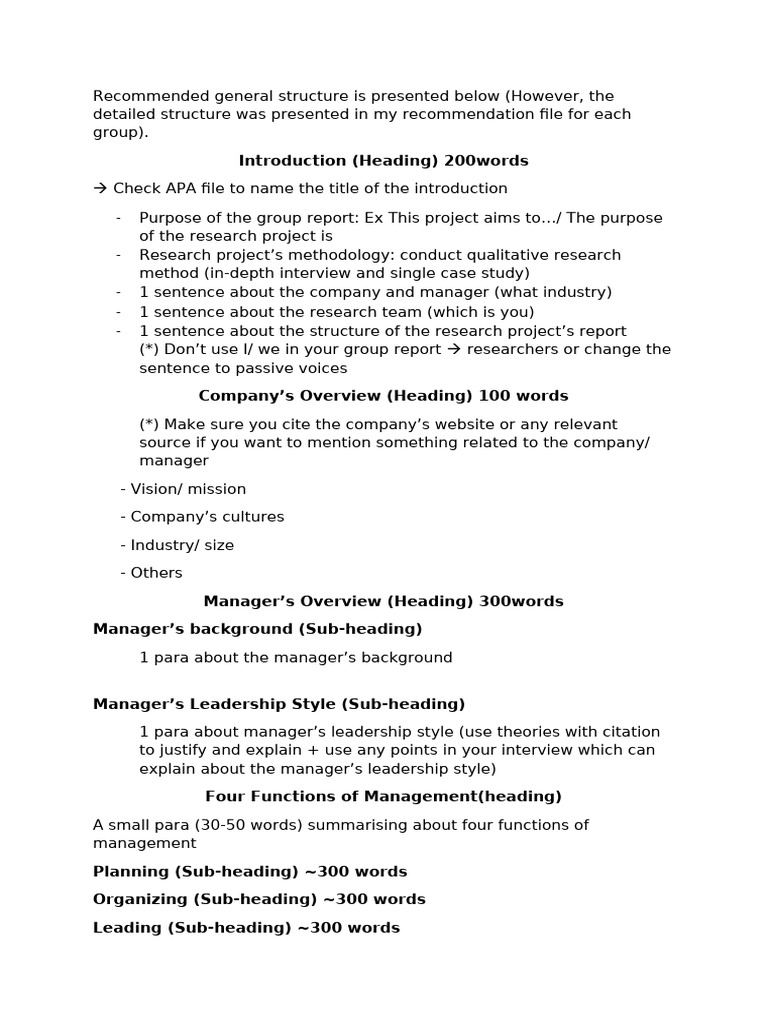Group Research Report Structure | PDF | Citation | Methodology
