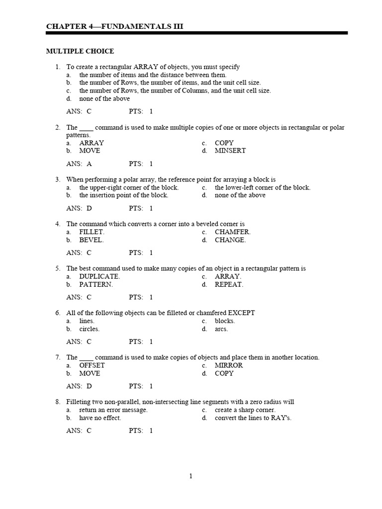 AutoCAD Chapter 4 Questions | PDF | Circle | Line (Geometry)