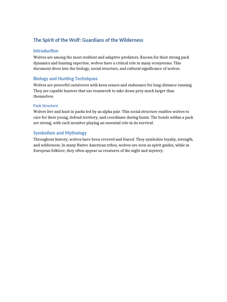 Wolves Essay | PDF