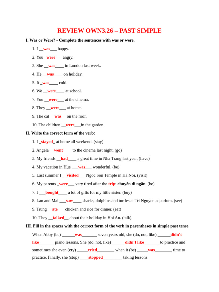 Review Own3.26 - Past Simple | PDF | Foreign Language Studies | Art