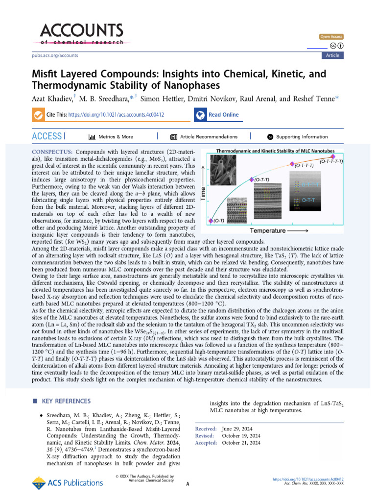 Khadiev Et Al 2024 Misfit Layered Compounds Insights Into Chemical ...