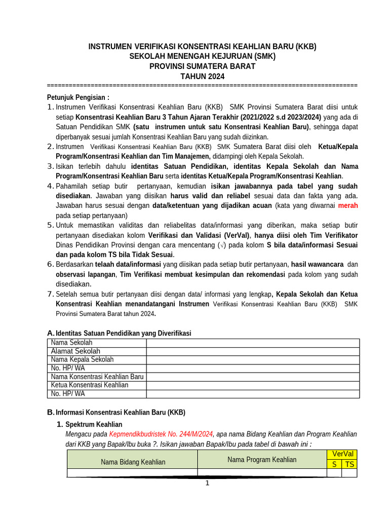 Instrumen Visitasi KKB 2024 | PDF