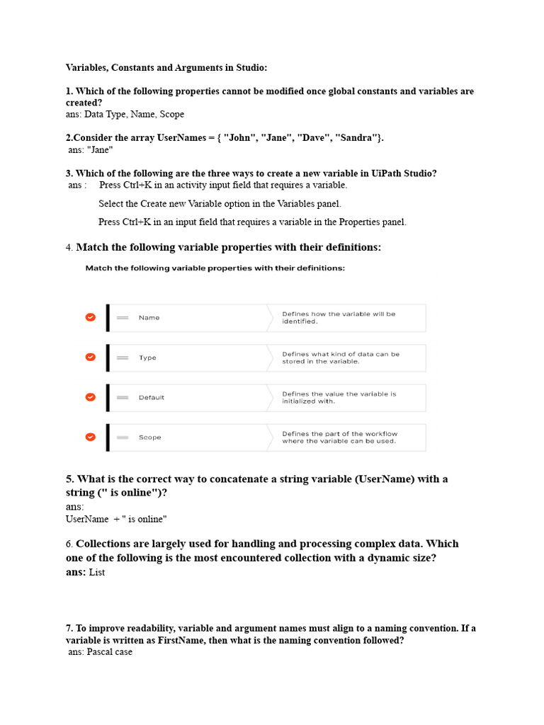 3rd Course Variables, Constants and Arguments in Studio Ans | PDF 3rd Course Variables, Constants and Arguments in Studio Ans | PDF