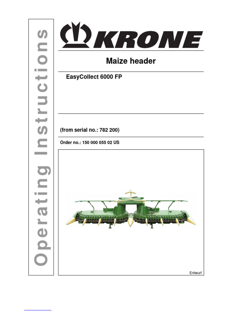Krone EasyCollect 6000 FP Manual | PDF | Mechanical Engineering