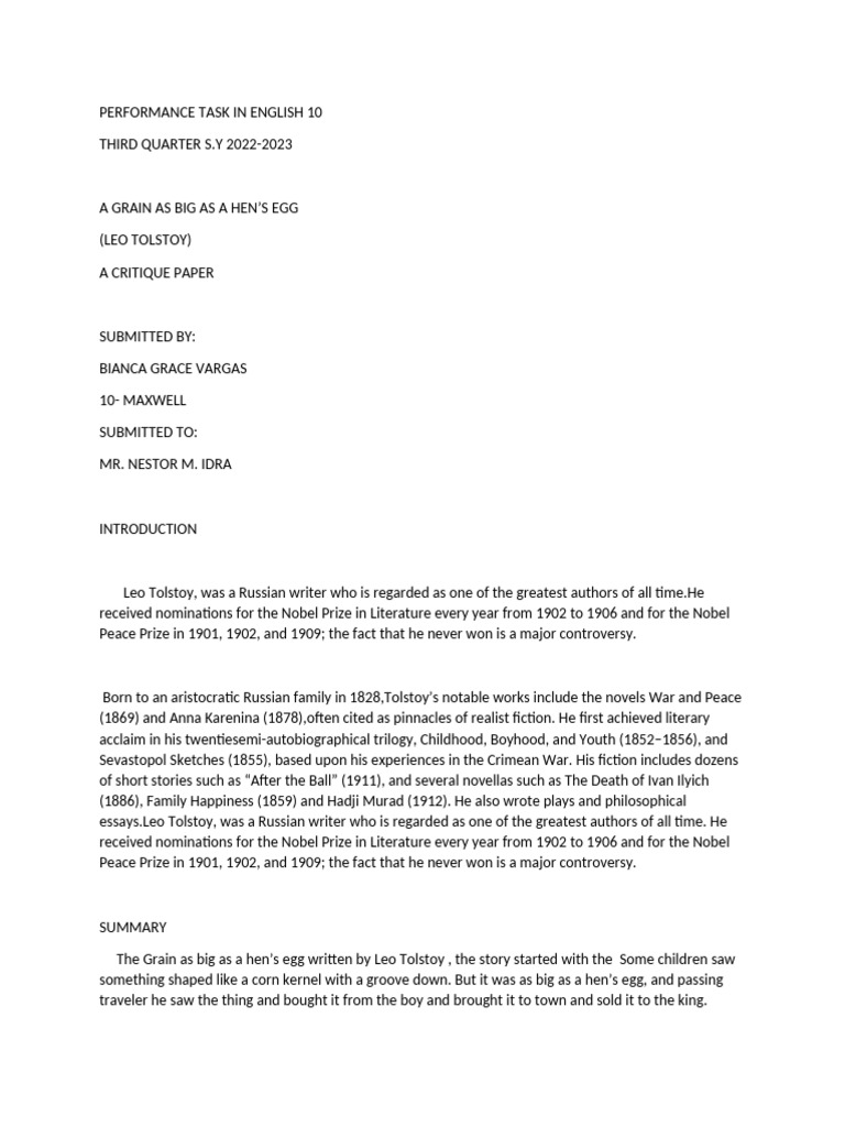 Document | PDF | Leo Tolstoy