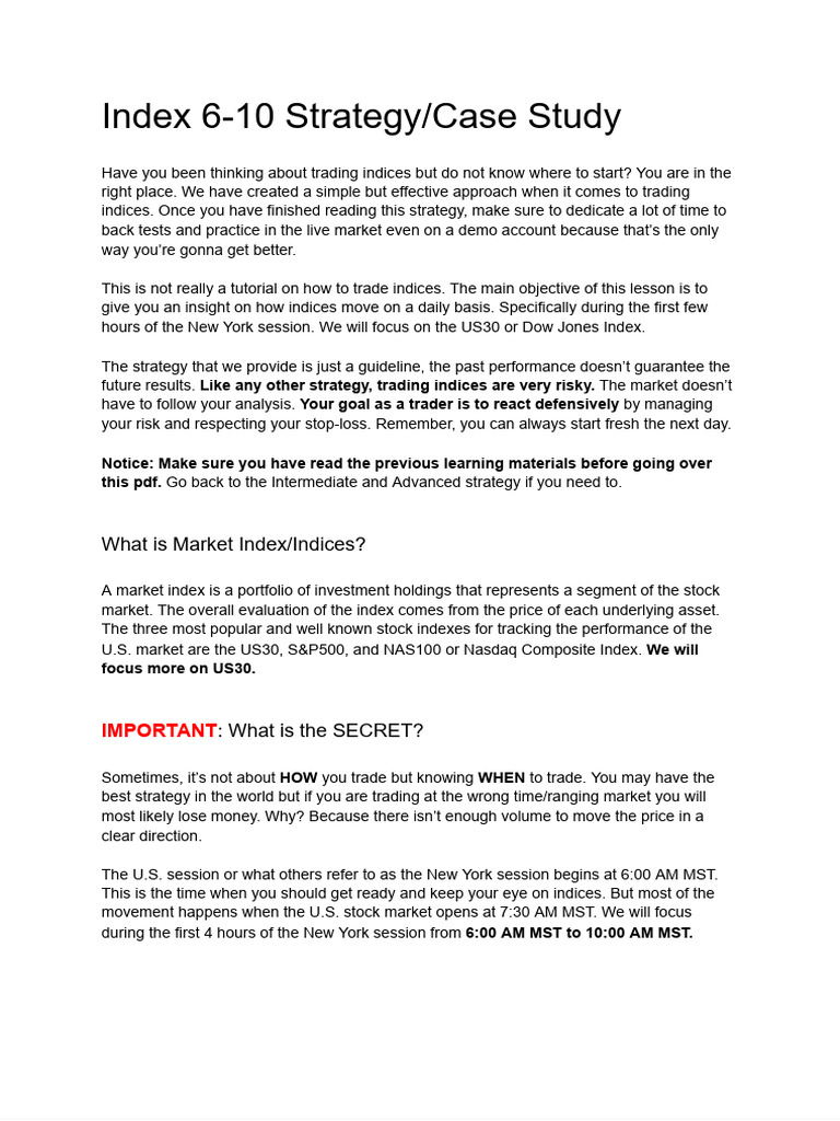 US30 Trading Strategy Overview | PDF