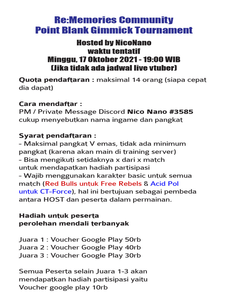 Draft Rundown Point Blank Gimmick Tournament Event Internal | PDF