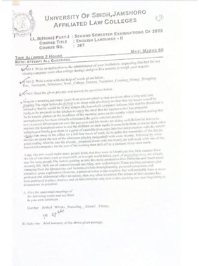 2nd Semester 2019 PAST PAPERS | PDF