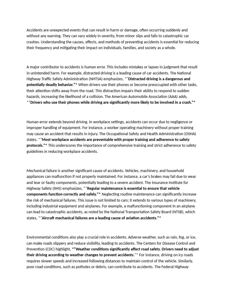 essay accident | PDF | Traffic Collision | Safety
